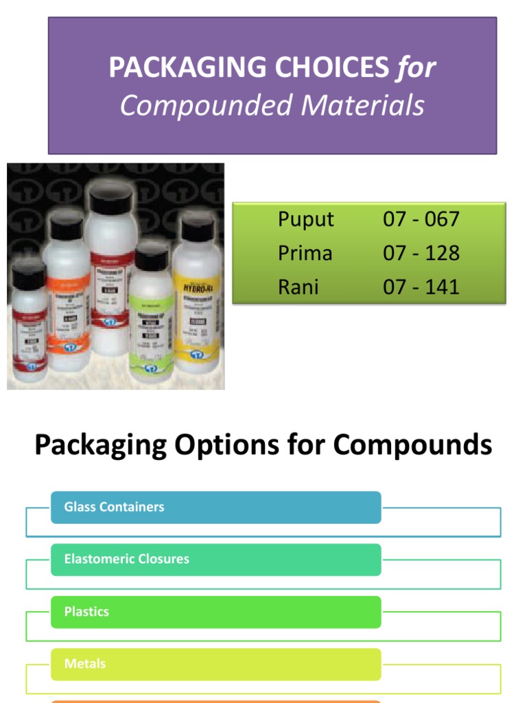 Packaging Choices For: Compounded Materials | PDF | Plastic | Glasses