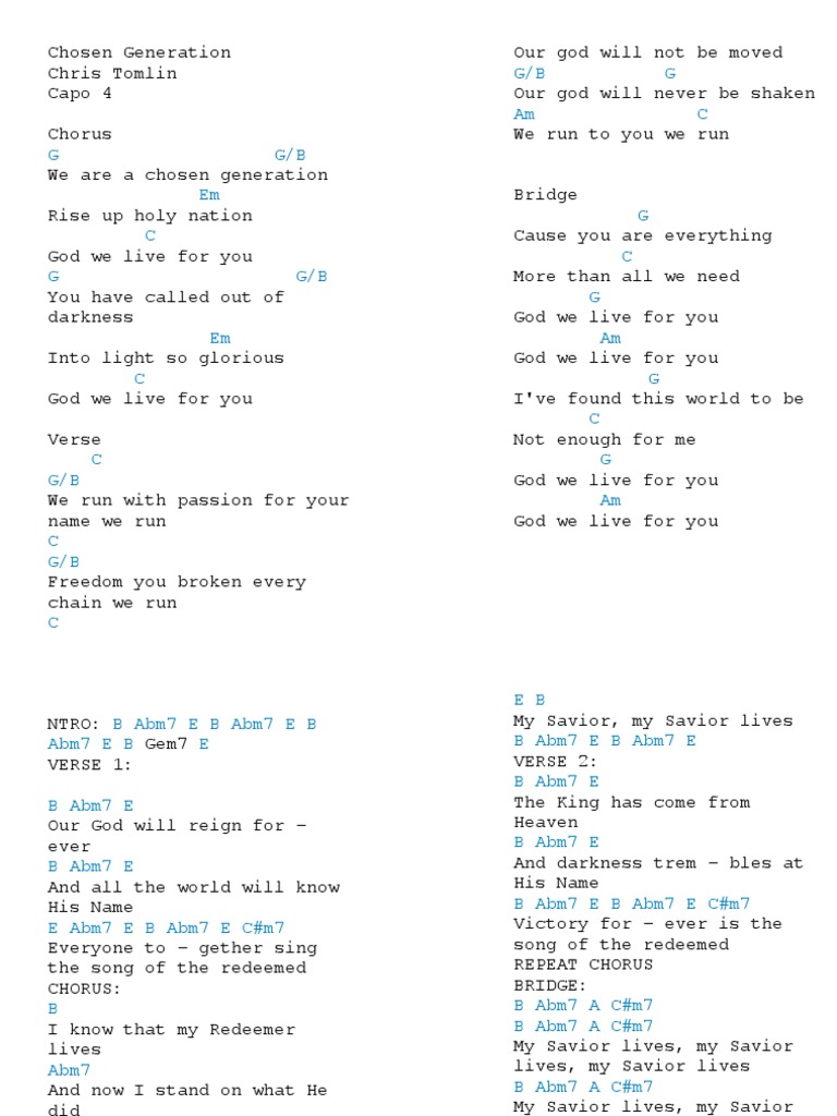 Chosen Generation | Song Structure | Christian Belief And Doctrine