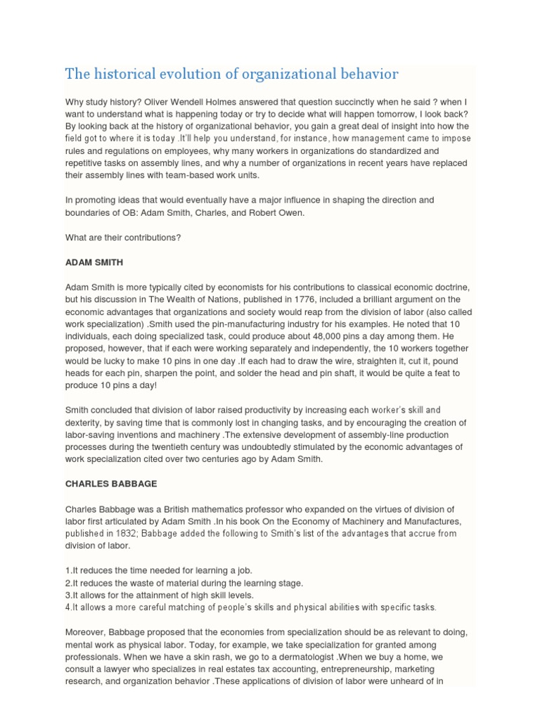 The Historical Evolution of Organizational Behavior - Saravanan ...
