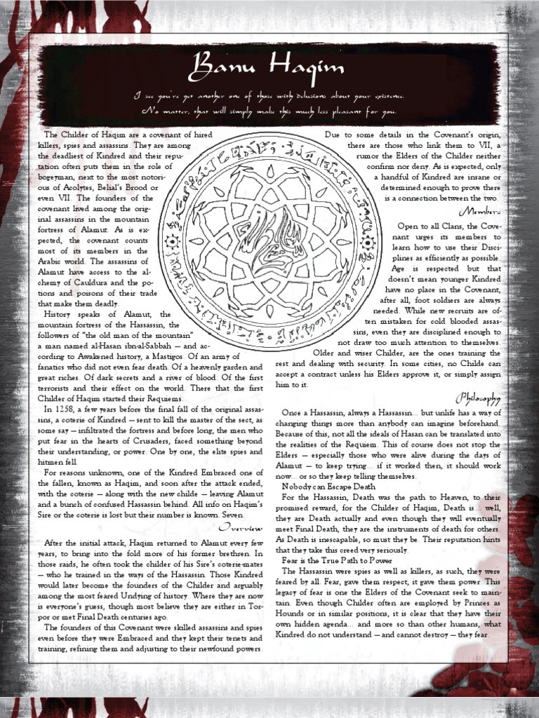Vampire: The Requiem - Covenant - Childer of Haqim (Assamites) | PDF ...