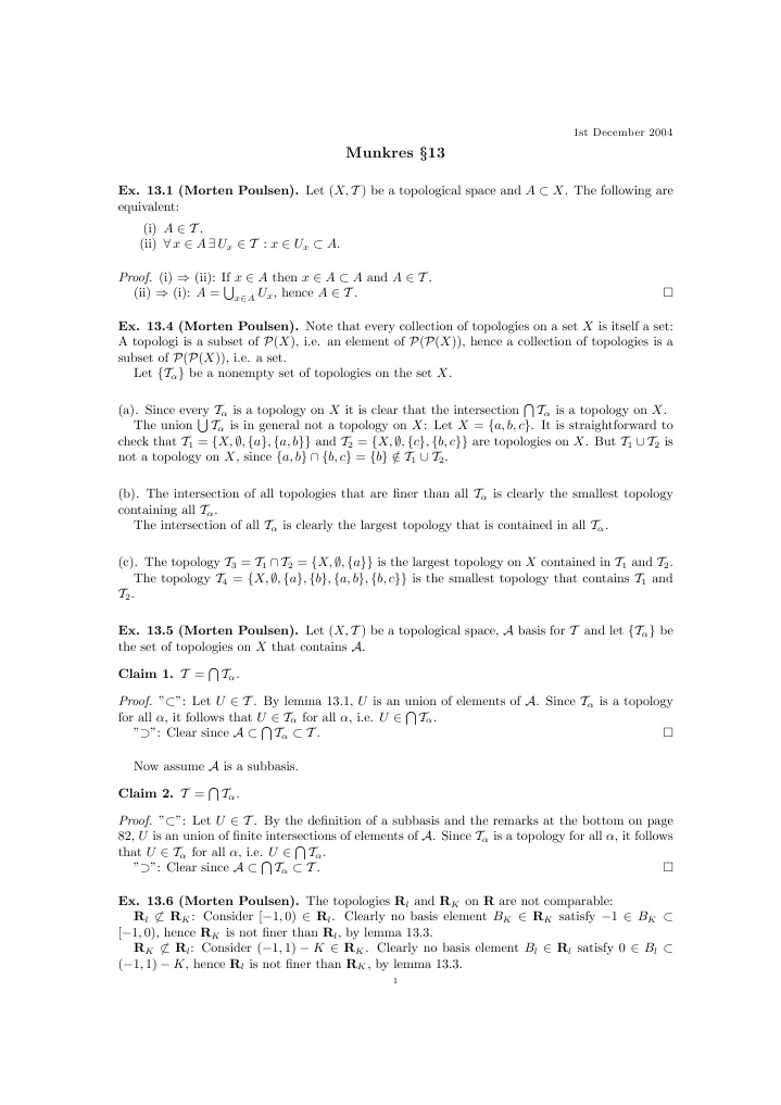 Munkres Solution S13 | PDF | Basis (Linear Algebra) | Abstract Algebra