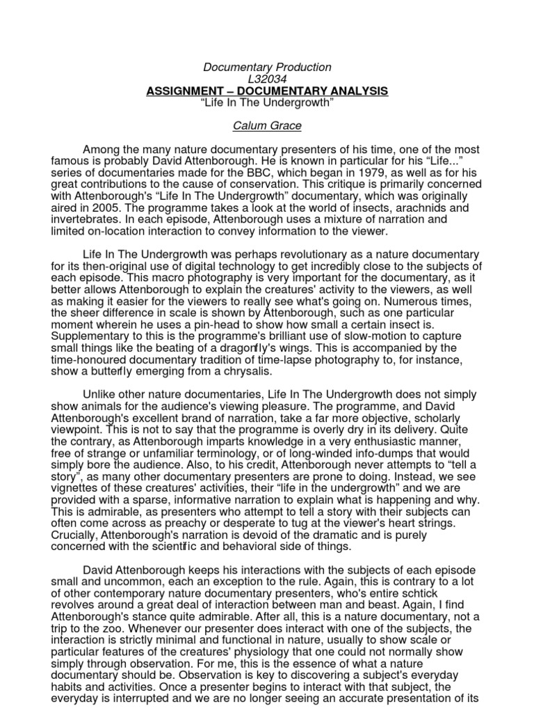 Documentary Analysis | PDF | Documentary Film | Narration