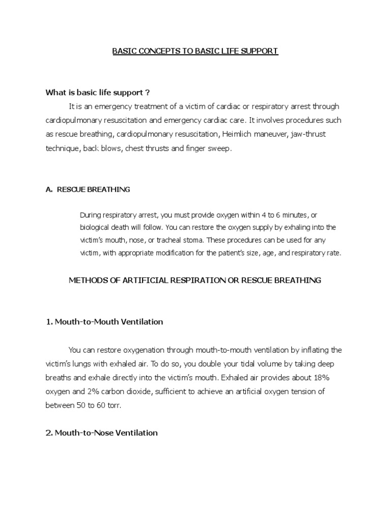 Basic Concepts To Basic Life Support | PDF | Cardiopulmonary ...