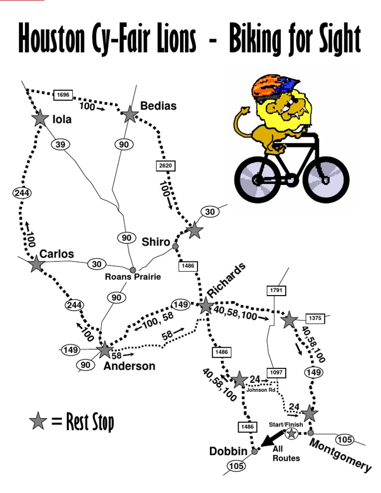 Houston Cy-Fair Lions Bike Routes | PDF