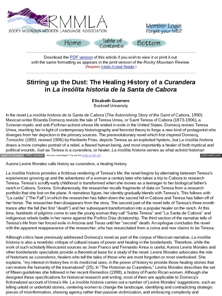 The Healing History of A Curandera | PDF | Chicano | Novels