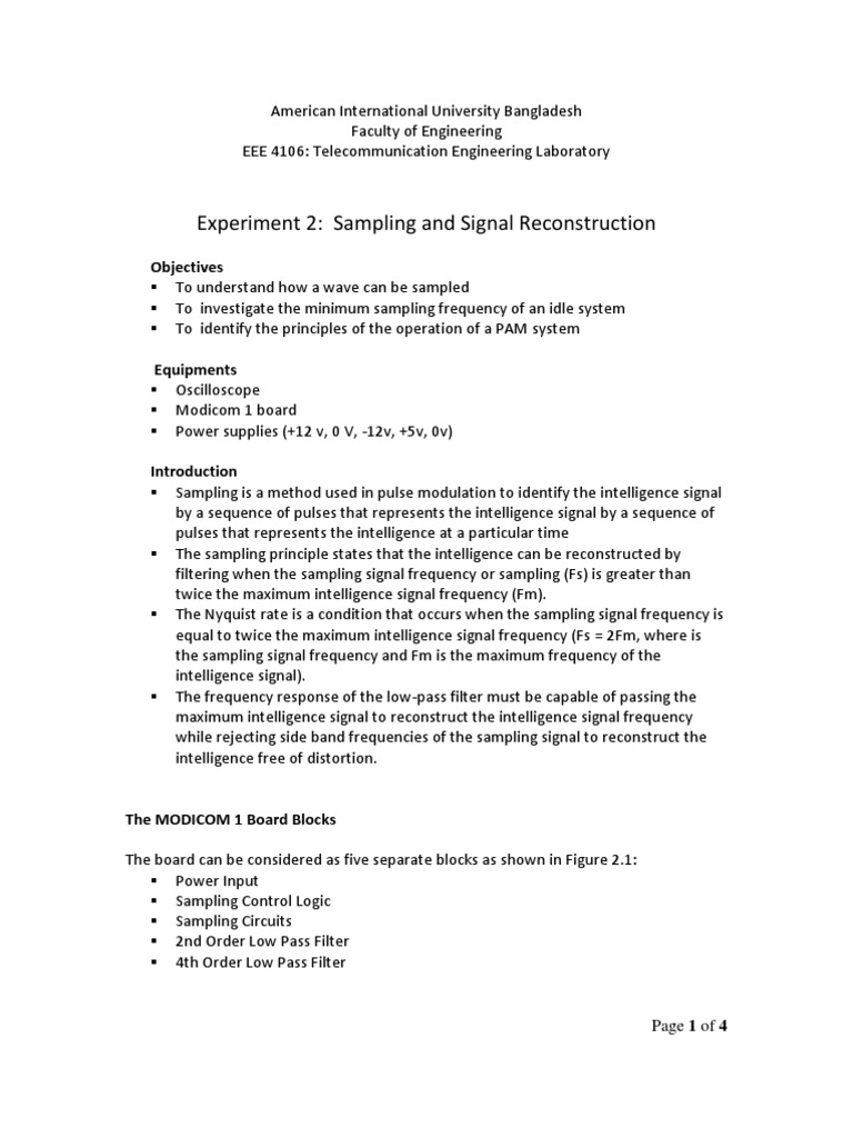 Expt2 PAM | PDF | Sampling (Signal Processing) | Low Pass Filter