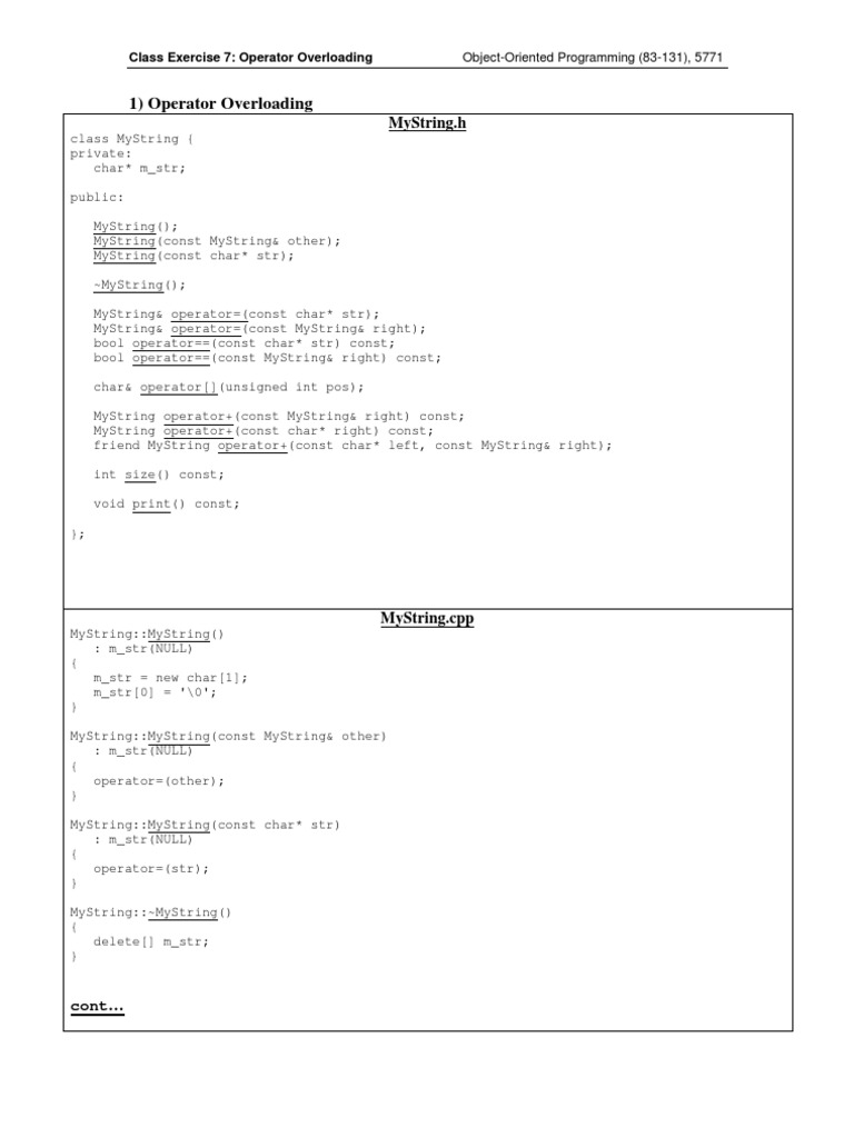 מונחה עצמים- תרגול 7 - Operator Overloading | Download Free PDF | C++ ...