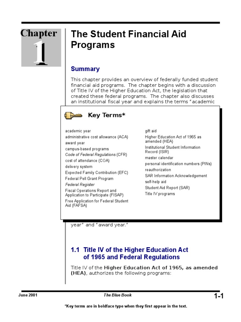 Overview of Title IV Financial Aid Programs | PDF | Business | Finance ...