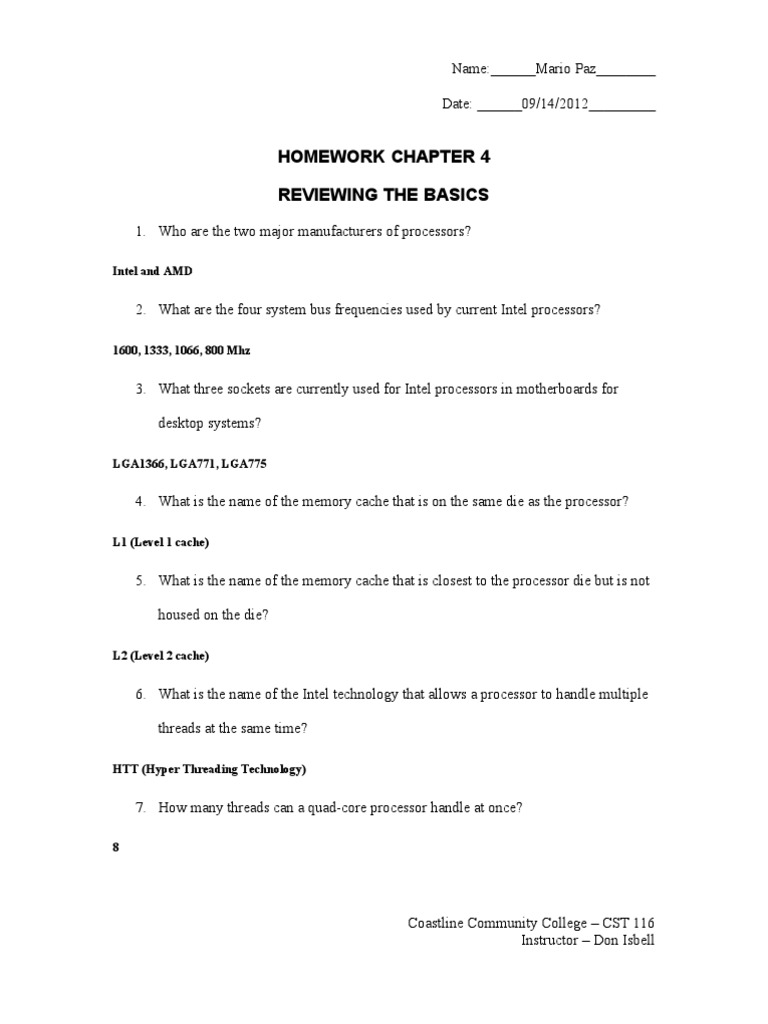 Chapter 4 Questions | PDF | Cpu Cache | Central Processing Unit