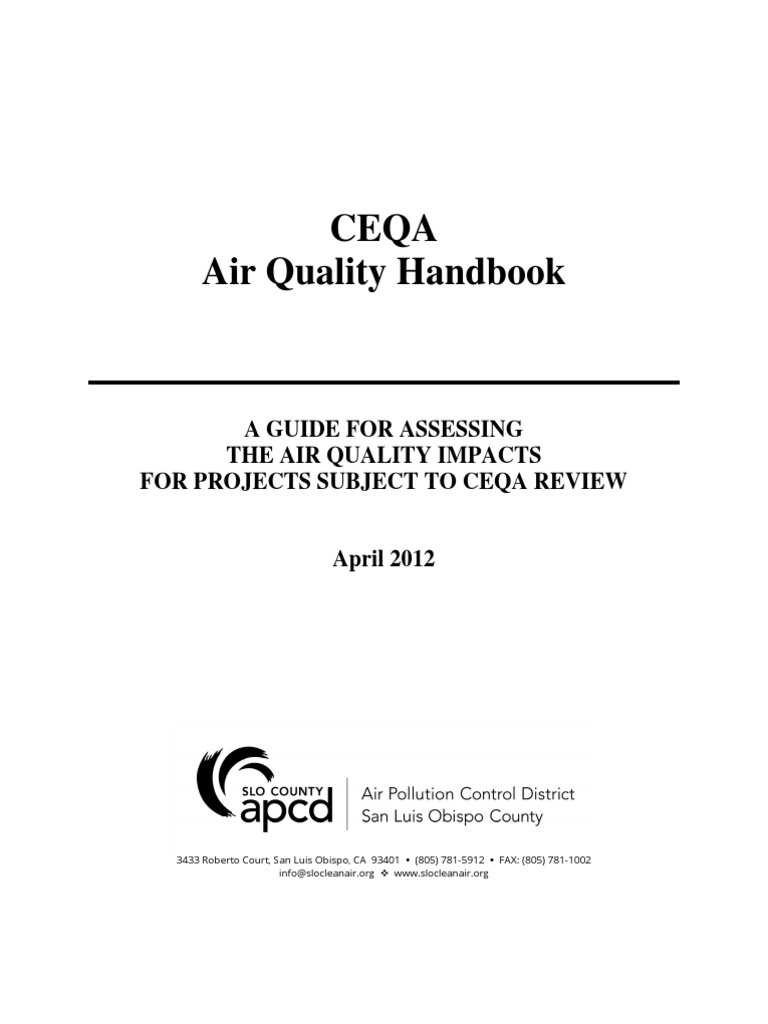 CEQA Handbook 2012 v1 | PDF | Air Pollution | Particulates