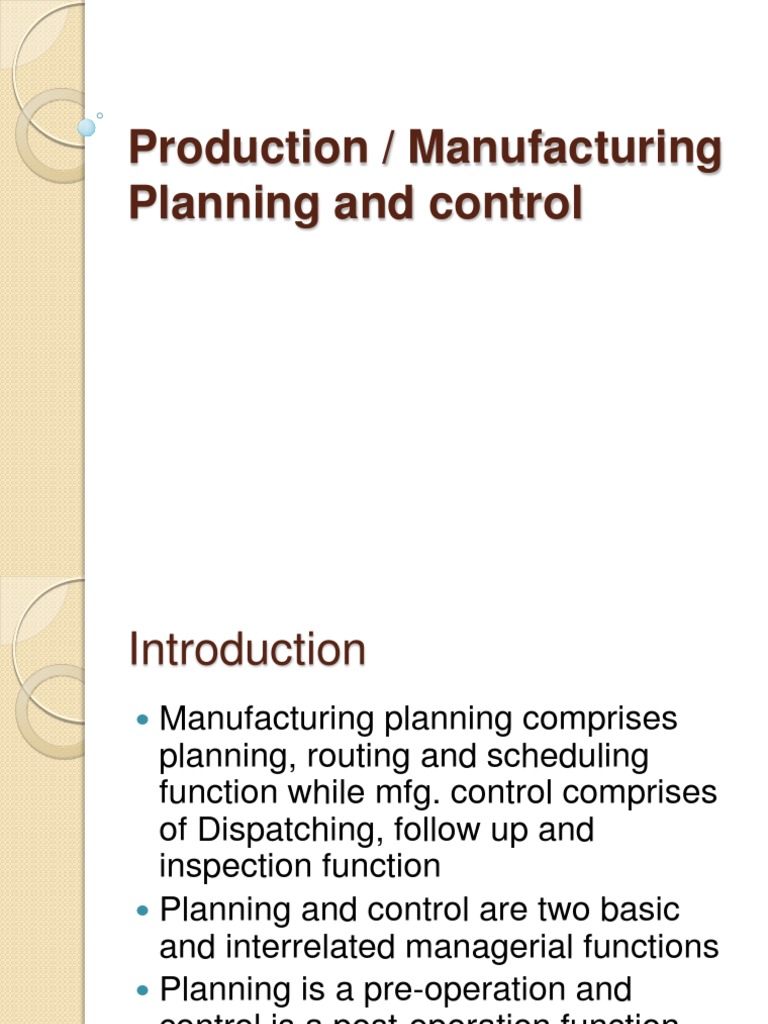 Production Planning and Control Overview | PDF | Resource | Routing