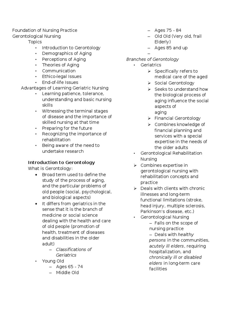 Geriatrics Nursing | PDF | Palliative Care | Geriatrics