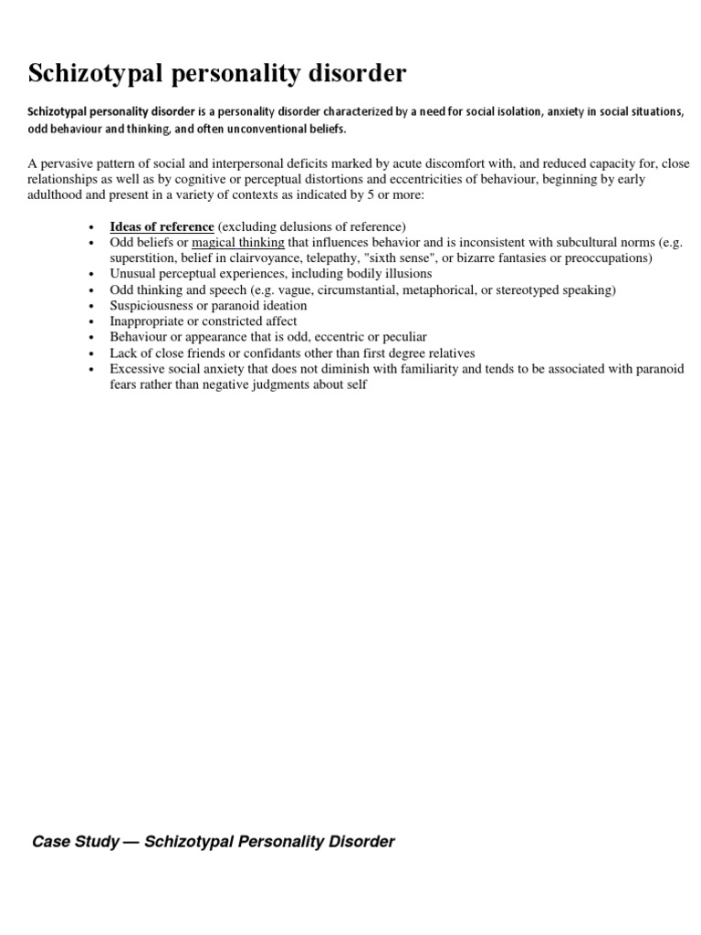 Schizotypal Personality Disorder | PDF | Personality Disorder | Anxiety