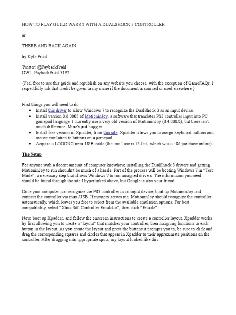 GW2 DualShock 3 Controller Setup Guide | PDF | Play Station 3 ...