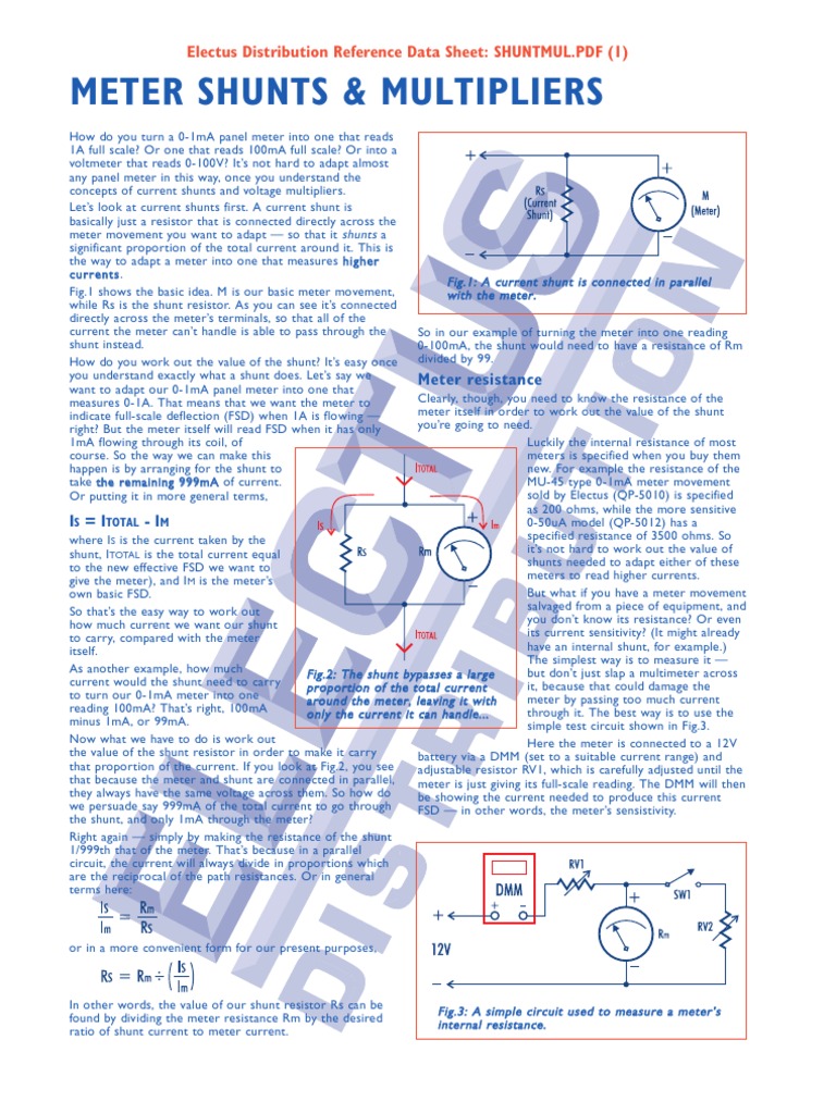 Meter Shunts and Multipliers | PDF | Resistor | Electrical Resistance And Conductance
