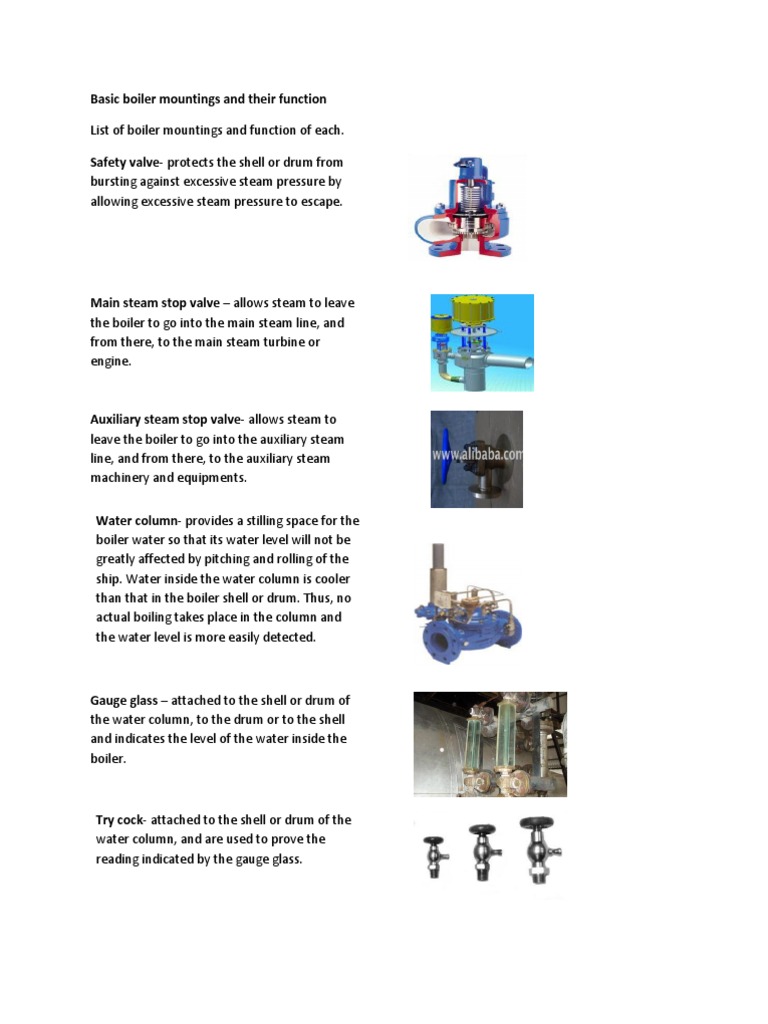 Boiler Mountings & Functions Guide | PDF | Boiler | Steam