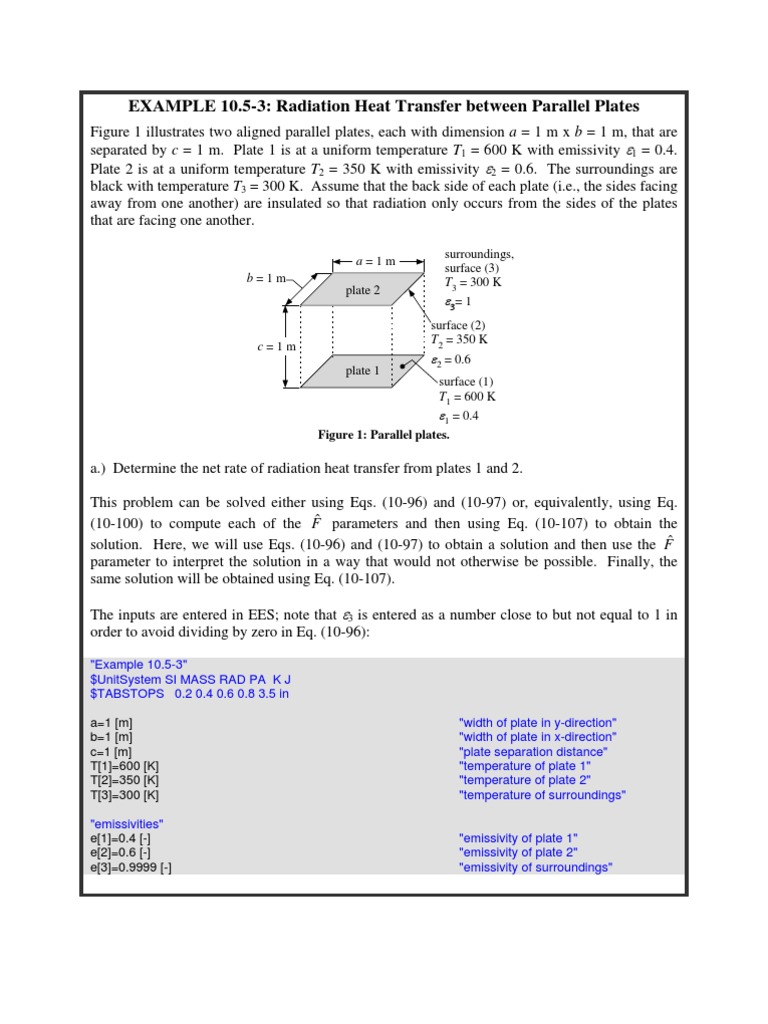 Radiation Heat Transfer Between Parallel Plates | PDF | Temperature ...