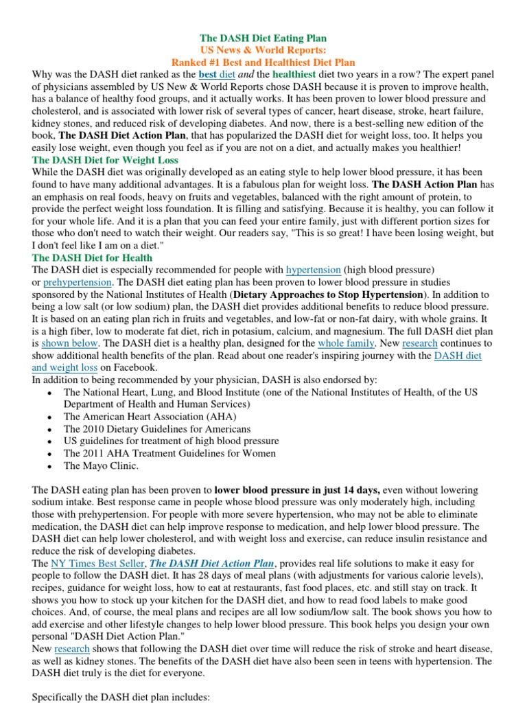 The DASH Diet Eating Plan | PDF | Dash Diet | Dieting