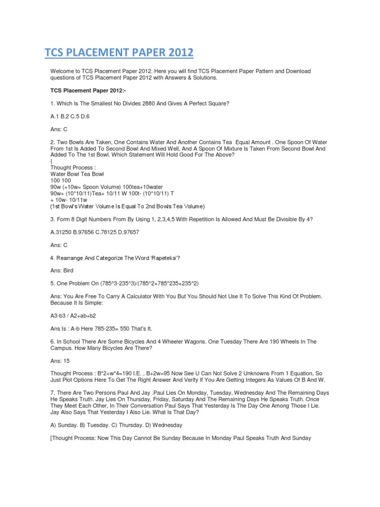 Tcs Placement Papers | PDF | Ferrari | Java (Programming Language)