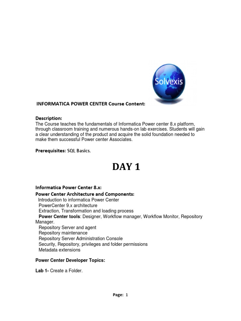 Informatica PowerCenter Course Guide | PDF | Metadata | Workflow