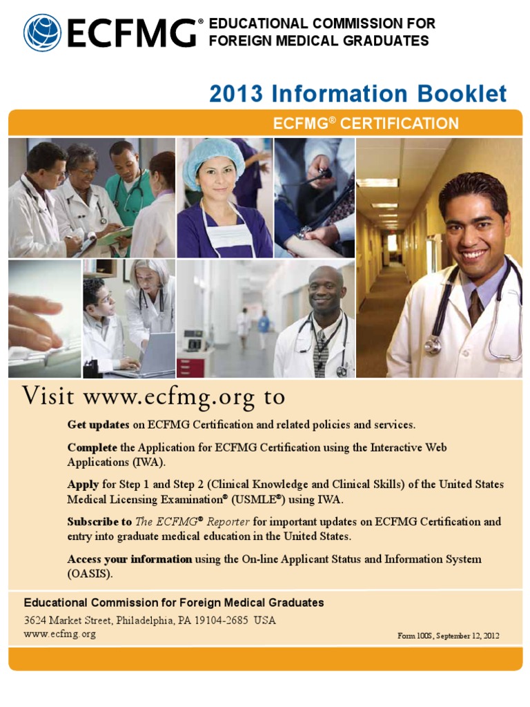 2013 Information Booklet: Ecfmg Certification | PDF | United States ...