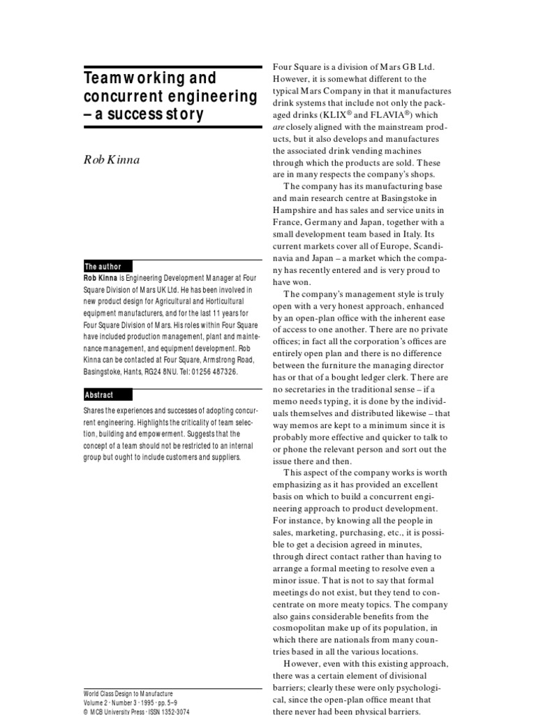 Concurrent Engineering and Teamwork | PDF | Computer Aided Design | Sales