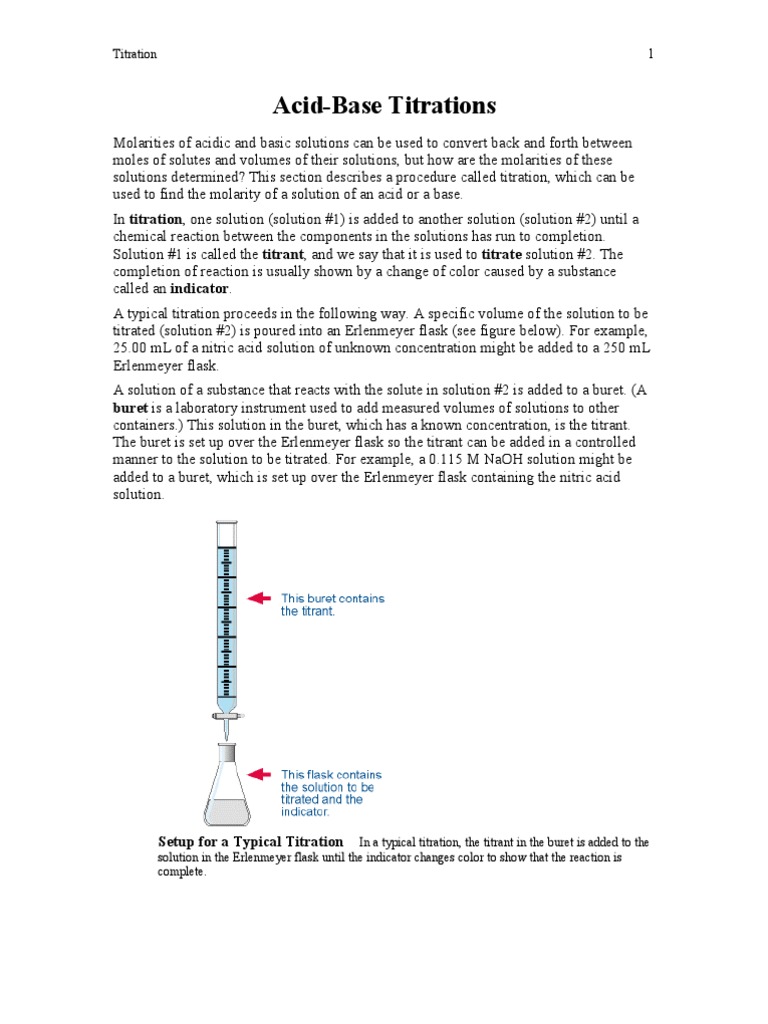 Acid-Base Titrations: Buret Is A Laboratory Instrument Used To Add ...