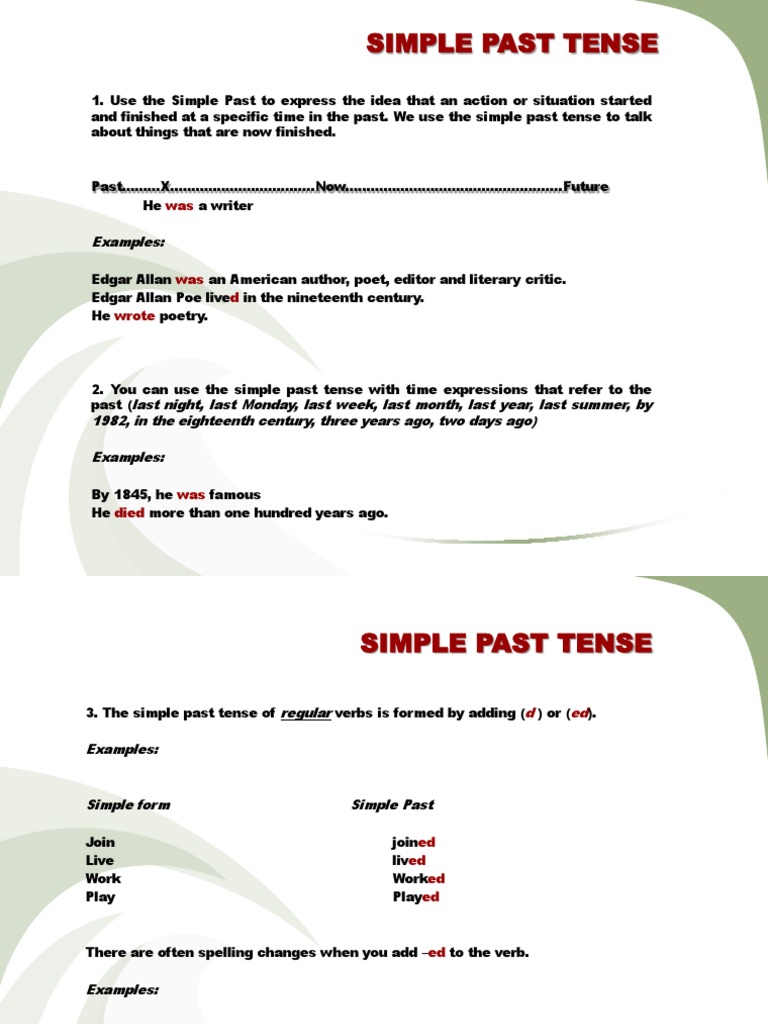 Simple Past Tense | PDF | Question | Grammatical Tense