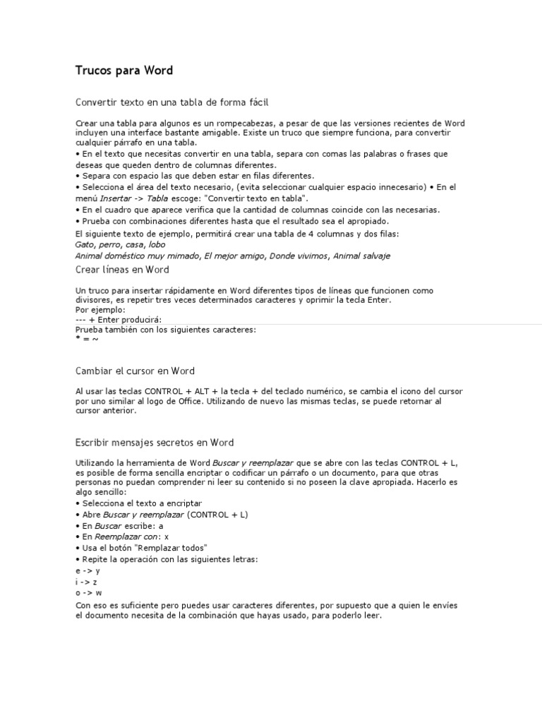 Trucos para Word | PDF | Microsoft Word | Microsoft Excel