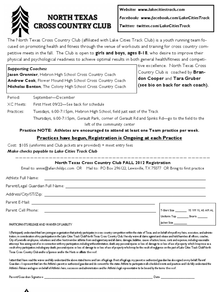 North Texas Cross Country Club Flyer | PDF | Track And Field | Legal ...