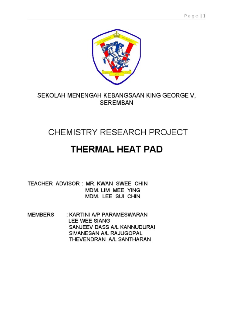 Thermal Heat Pad: Chemistry Research Project | PDF | Sodium Hydroxide ...