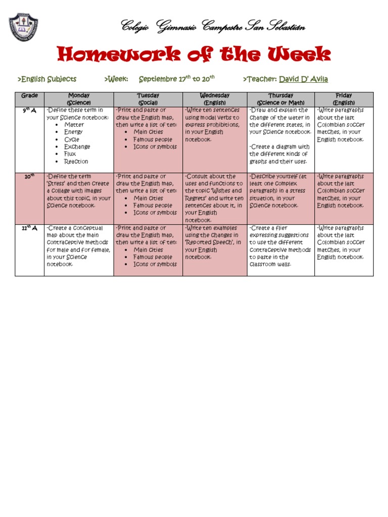 Homew Sep17 | PDF | Language Arts & Discipline