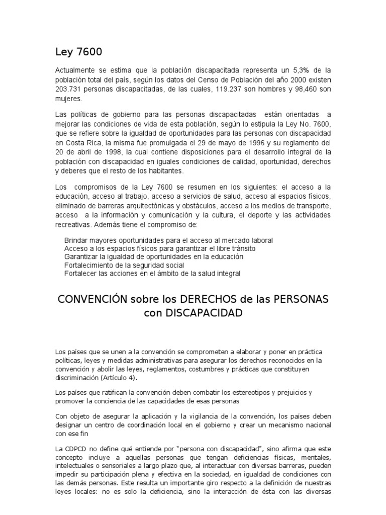 Resumen Ley 7600 | PDF