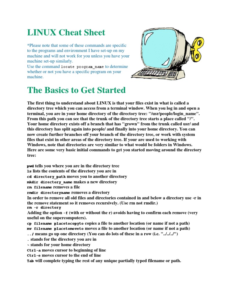 LINUX Cheat Sheet: Locate Program - Name | PDF | Computer File | Directory (Computing)
