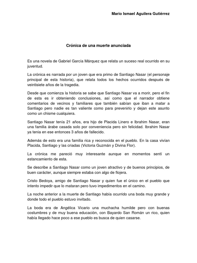 Crónica de Una Muerte Anunciada | PDF