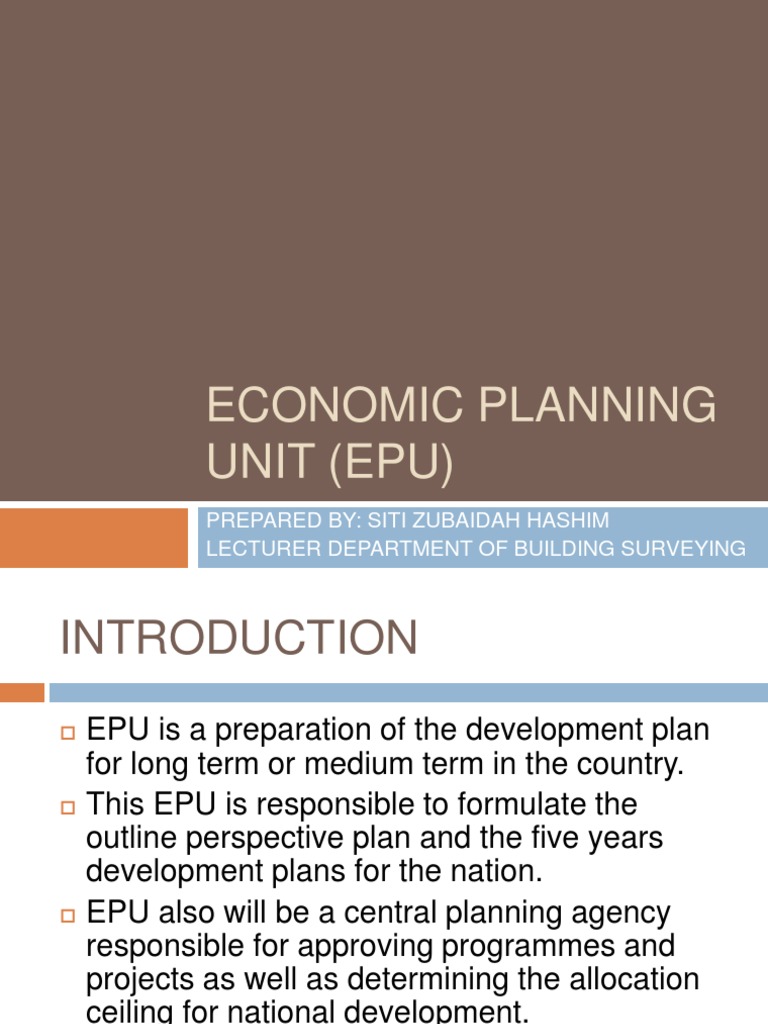 Economic Planning Unit (Epu) | PDF | Sustainability | Infrastructure