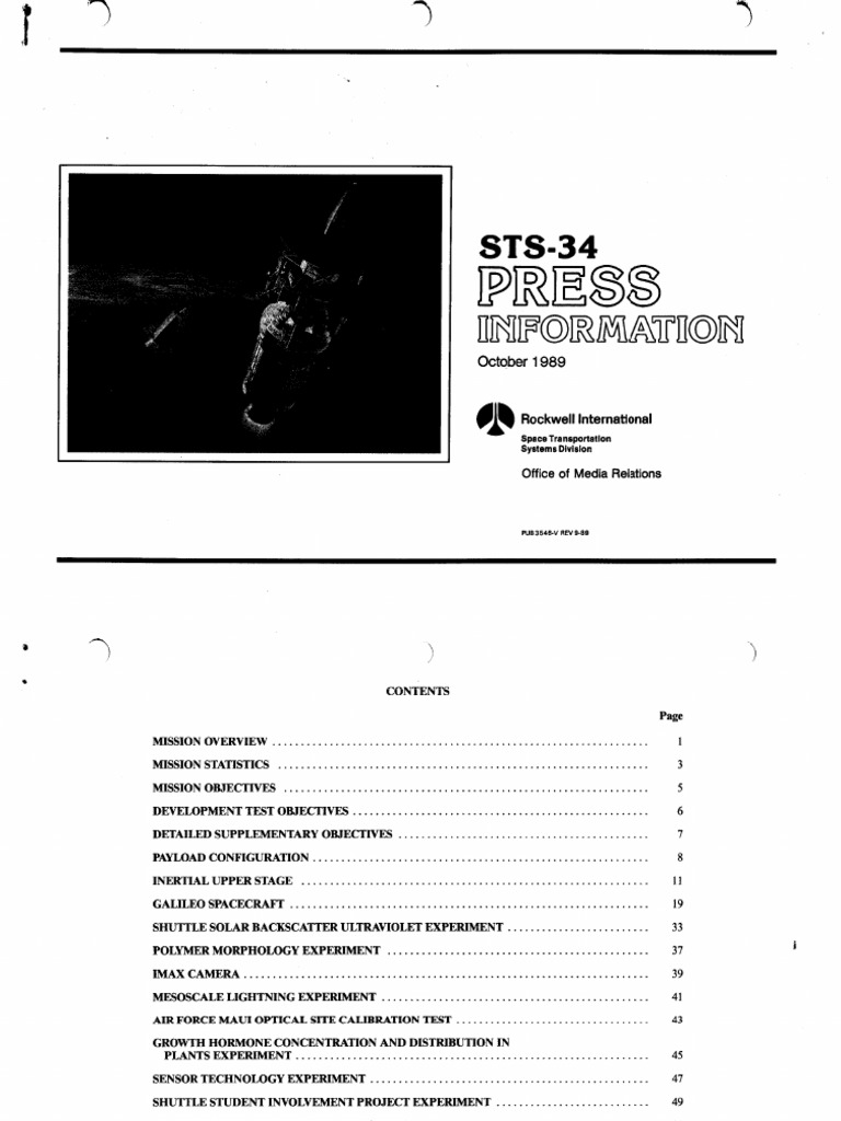 Space Shuttle Mission STS-34 | PDF | Space Shuttle Orbiter | Jupiter