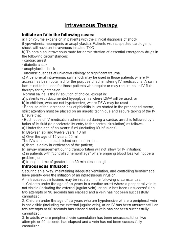 Intravenous Therapy | PDF | Intravenous Therapy | Shock (Circulatory)