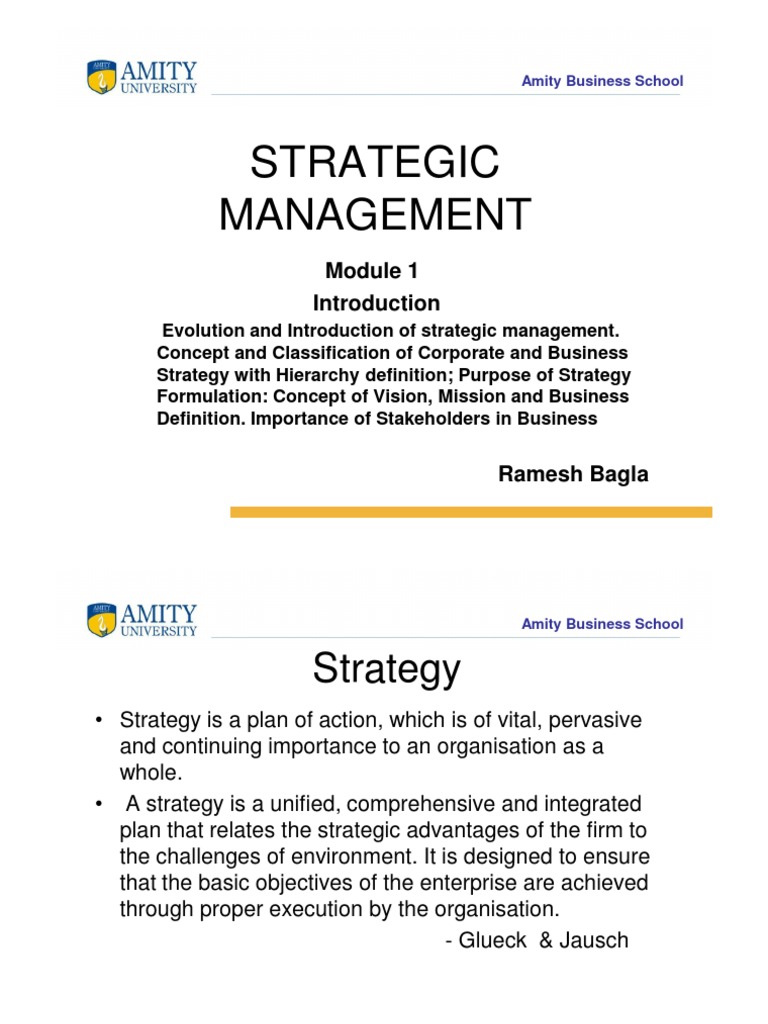 STM Mod I Part A | Strategic Planning | Strategic Management