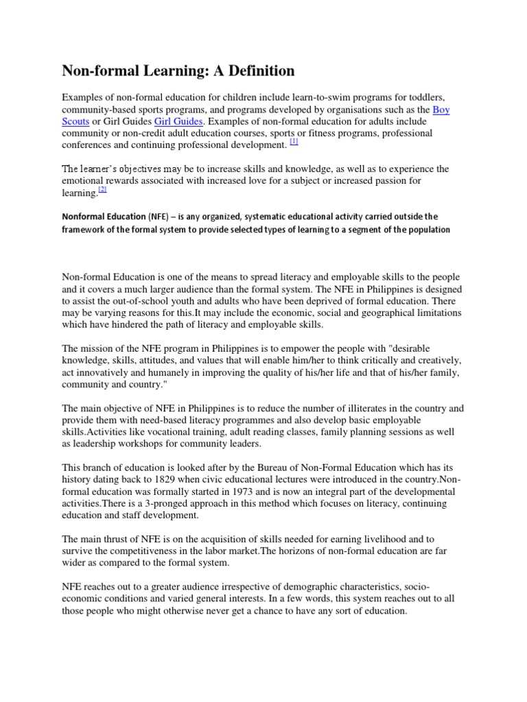 Non-Formal Learning: A Definition: Boy Scouts Girl Guides | PDF ...