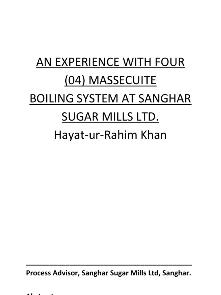 Four Massecuite Boiling System at SSML | PDF | Molasses | Sugar