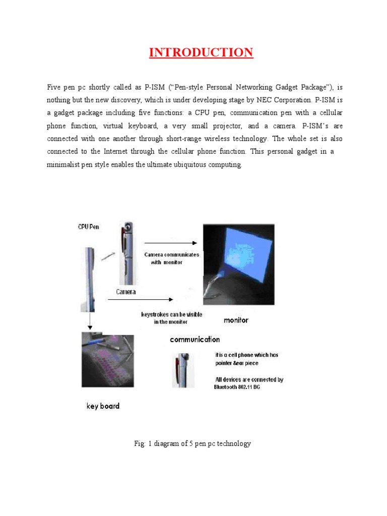 Five Pen PC Technology Overview | PDF | Bluetooth | Computer Keyboard