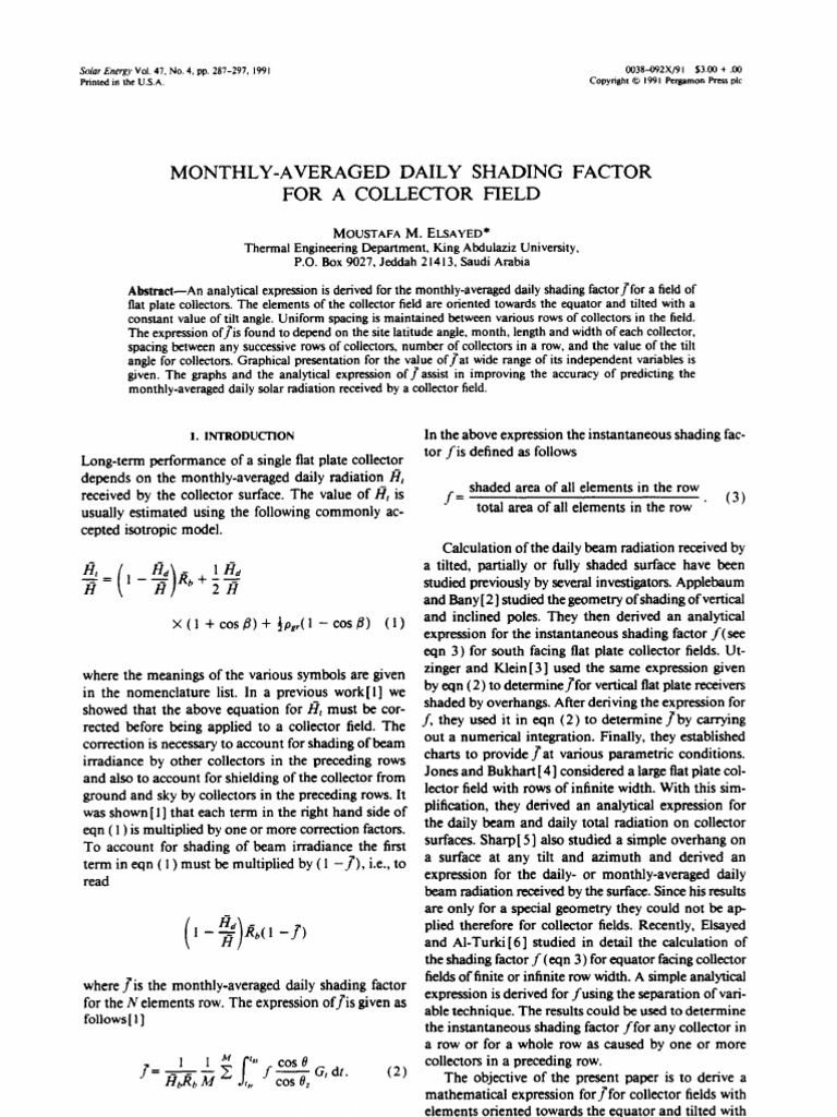 1991-Monthly-Averaged Daily Shading Factor 4a Collector PDF | PDF ...