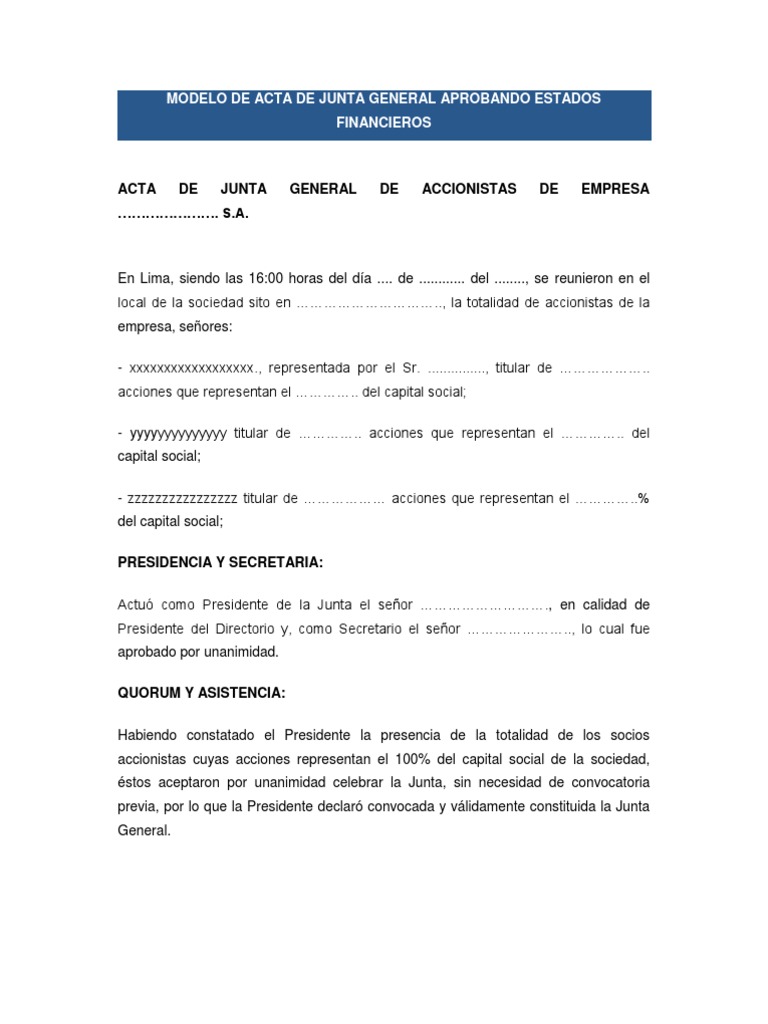 Modelos de Acta de Junta Directiva | PDF | Gobierno