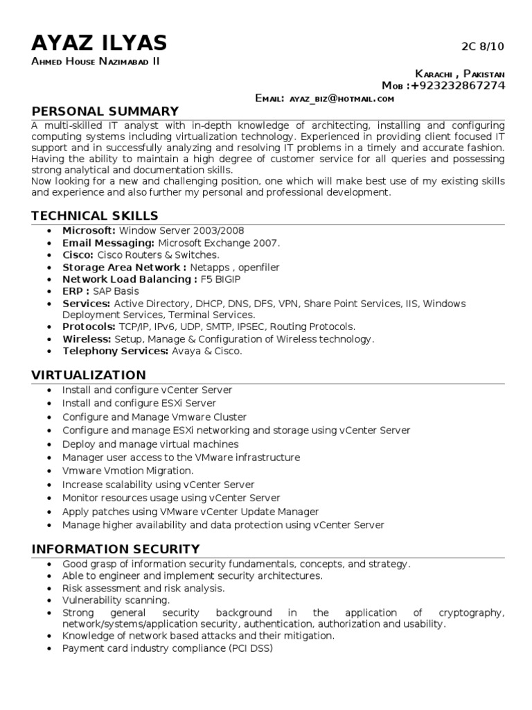 Ayaz Ilyas: Personal Summary | PDF | Computer Security | Security
