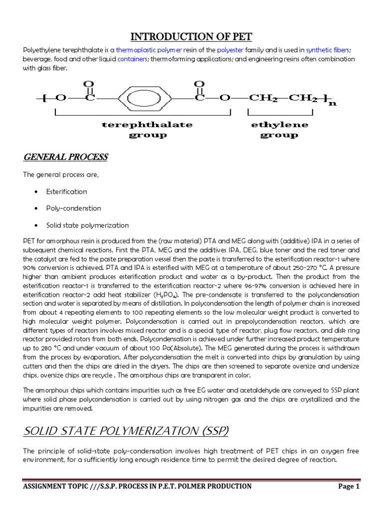 Introduction of Pet: Solid State Polymerization (SSP) | PDF | Materials ...