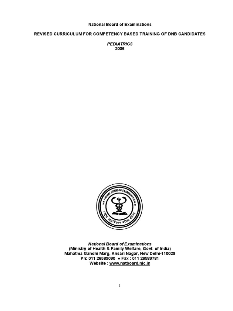 DNB Pediatrics Curriculum Overview | PDF | Thesis | Doctor Of Medicine
