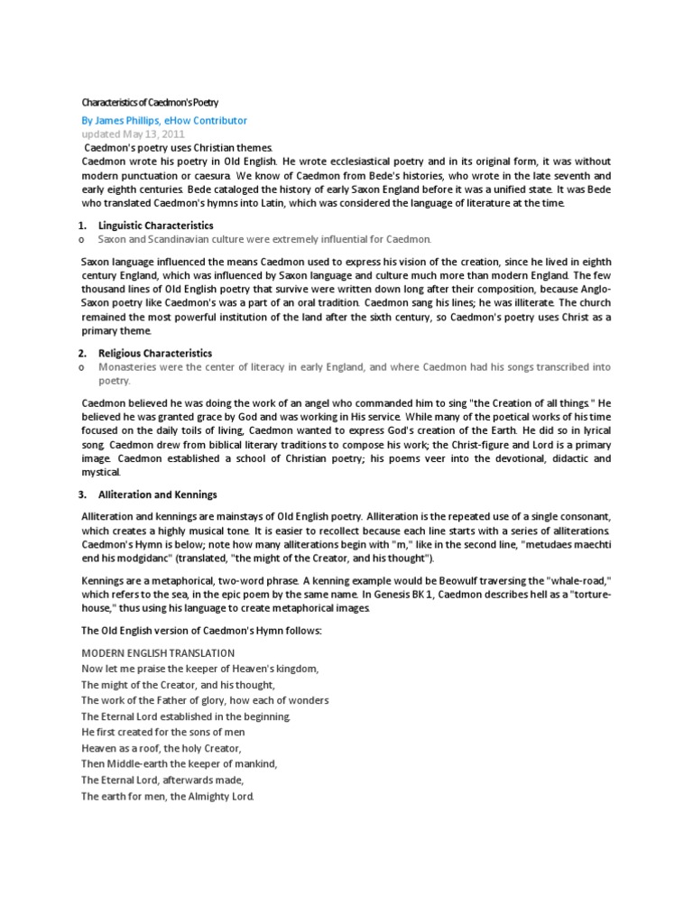 Caedmon Tope | PDF | Anglo Saxons | Poetry