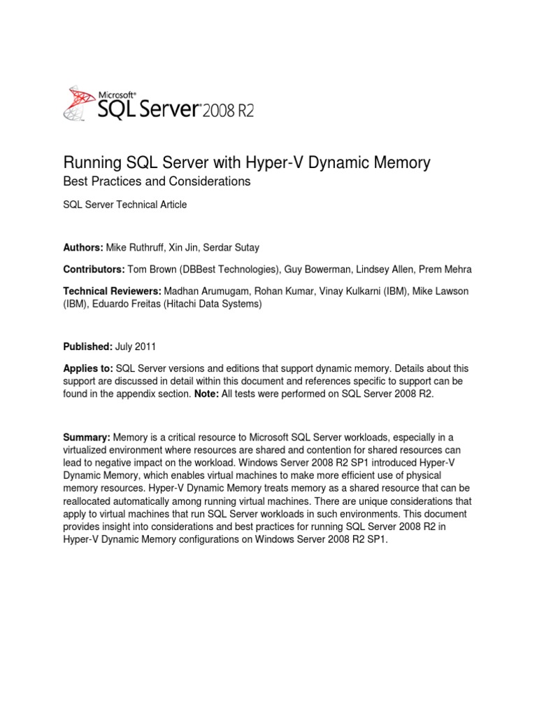 SQL Server With Hyper-V | PDF | Hyper V | Microsoft Sql Server