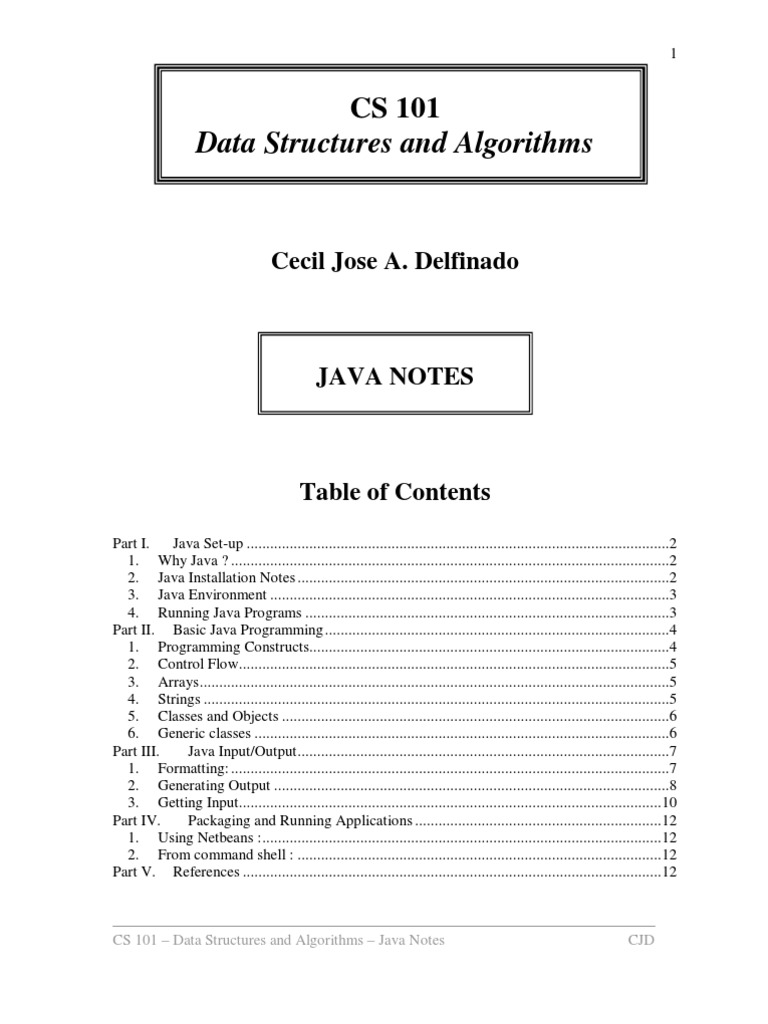 CS101 Java Notes | PDF | Java (Programming Language) | Class (Computer ...